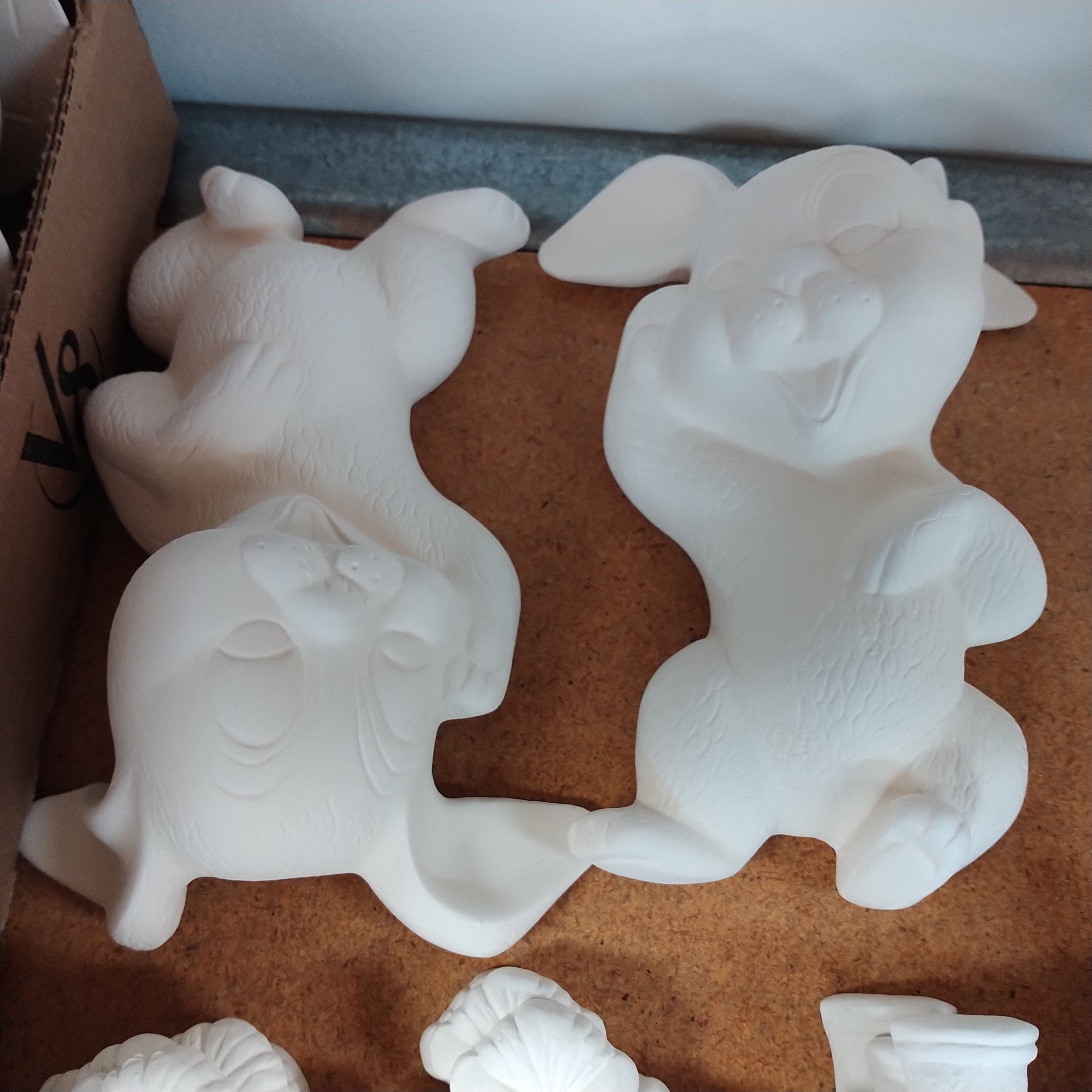 Ceramic Bisque - Laughing Bunnies (3) in Rolling on the floor poses 382 ...